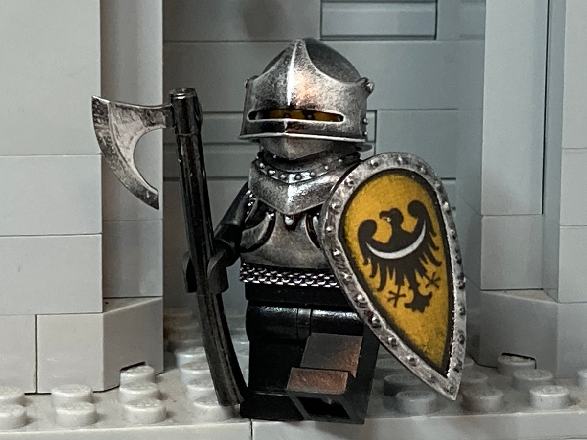Silesian Knight w/NEW ForgeBrick Sallet, Bevor, & Milanese Armor + Kit – Little Brick Armory