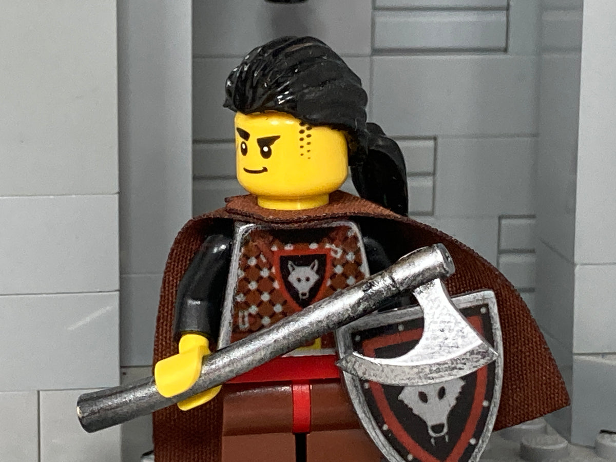 Wolfpack Raider w/LBA Axe, Custom Hair + Designs! (In Oxidized Iron) – Little Brick Armory