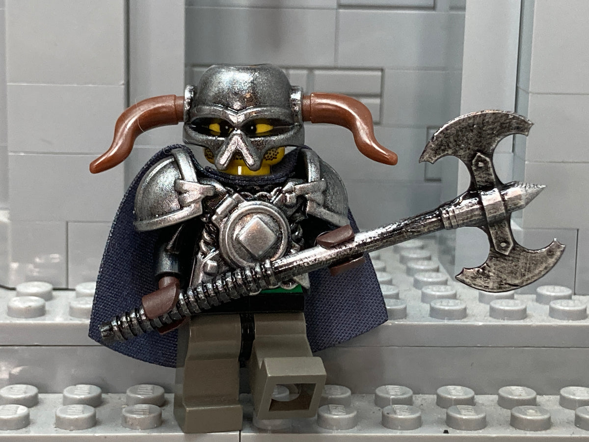 Custom Barbarian Warrior w/NEW Custom Battle Axe! (In Oxidized IRON) – Little Brick Armory