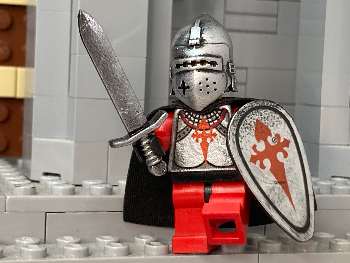 Spainish Order of Santiago Crusader w/Custom Bascinet! (in Oxidized Ir – Little Brick Armory