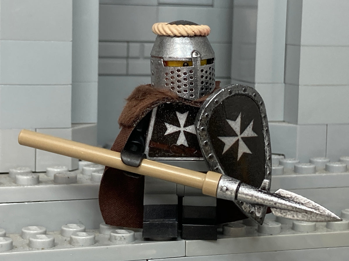 Hospitaller Crusader with Loong Brick Custom Great Helm & Orle + Fur C ...