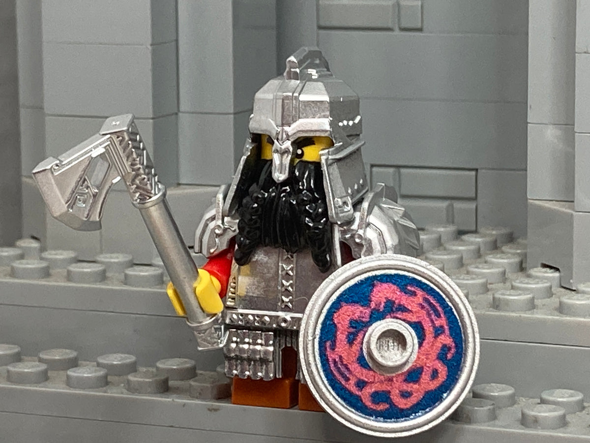 Custom LOTR Dwarf Warrior with Axe (In Metallic Sliver) – Little Brick ...