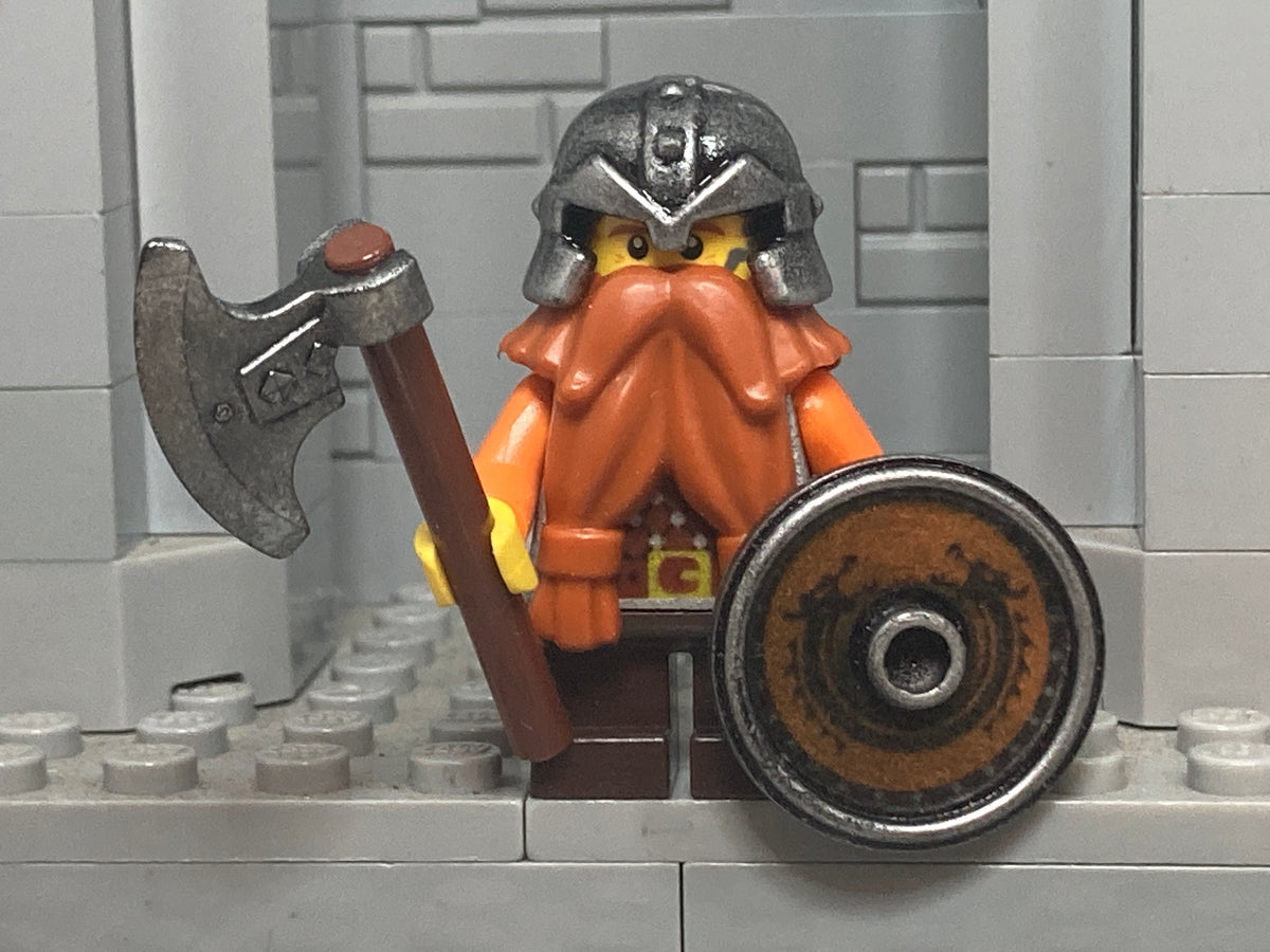 Custom LOTR Dwarf Warrior with Battle Axe – Little Brick Armory
