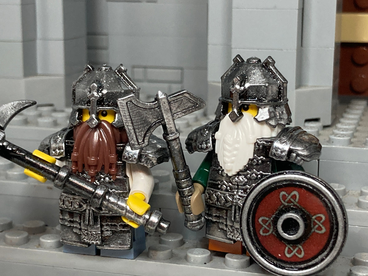 Custom LOTR Dwarf Warrior Pair (In Oxidized Iron) – Little Brick Armory