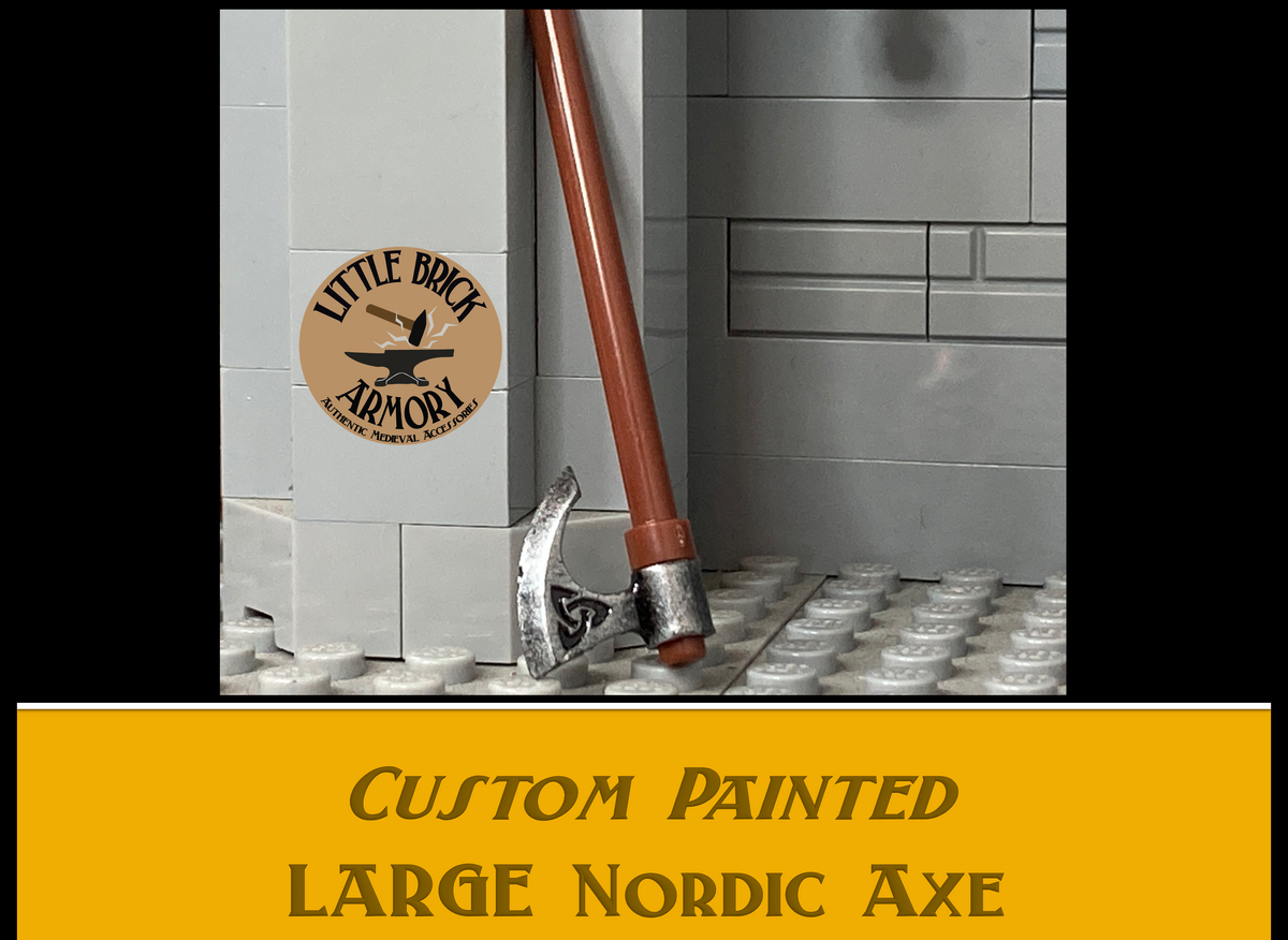 Painted LARGE Nordic Axe w/LEGO bar handle – Little Brick Armory