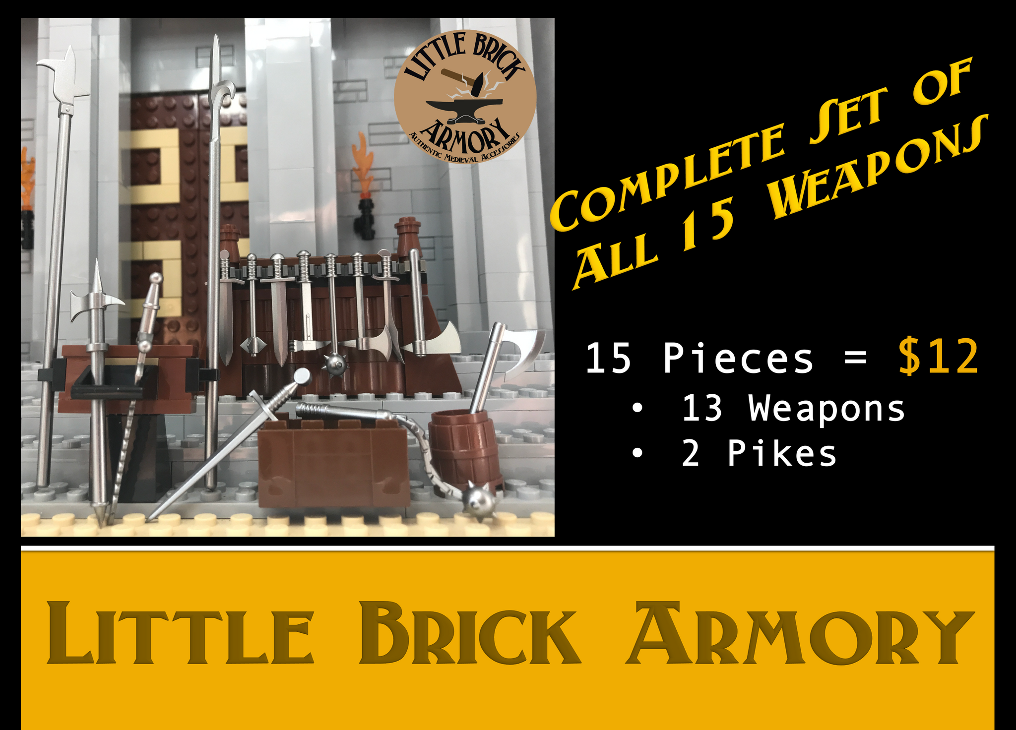 SERIES 1 Complete Set of Medieval Weapons (15 Total Pieces) – Little ...